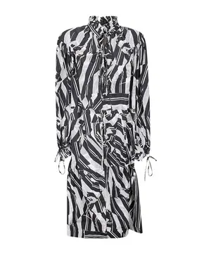 Dries Van Noten Long Sleeve Printed Dress With Tie Details
