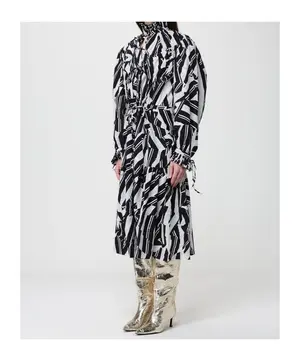 Dries Van Noten Long Sleeve Printed Dress With Tie Details