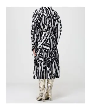 Dries Van Noten Long Sleeve Printed Dress With Tie Details