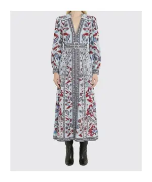 Farm Rio Marcelle Floral Printed V-neck Belted Midi Dress