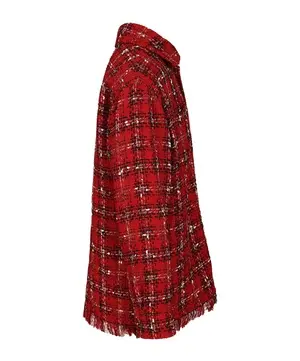 Amiri Checked Tweed Shirt Jacket With Raw Edge Hem