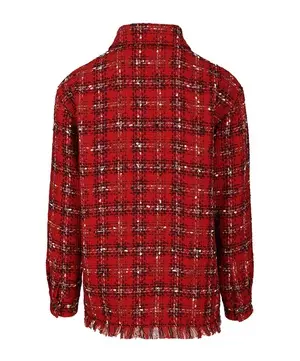 Amiri Checked Tweed Shirt Jacket With Raw Edge Hem