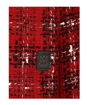 Amiri Checked Tweed Shirt Jacket With Raw Edge Hem