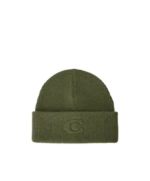 COACH Signature Embossed Knit Beanie - Olv
