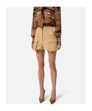 Elisabetta Franchi Cargo Pocket Cotton Gabardine Shorts