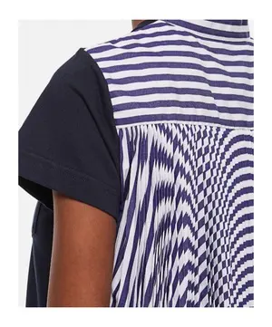 Sacai Popeline T-shirt With Pleated Detailing
