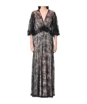 Alberta Ferretti V-neck Lace Maxi Dress