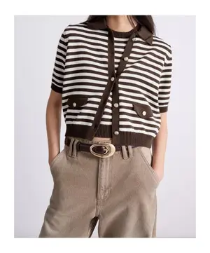 Marella Cotton And Silk Striped Cardigan