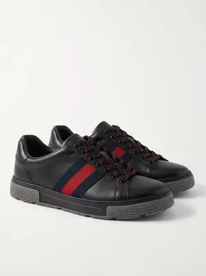 Gucci Web Detailed Ace Low-top Trainers - Black