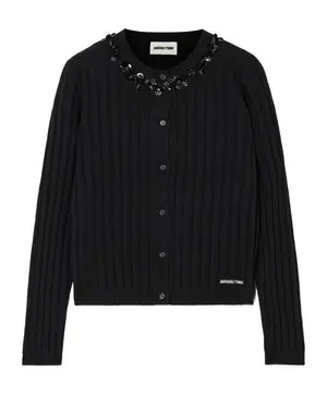 SHUSHU/TONG Embellished Ribbed Cardigan