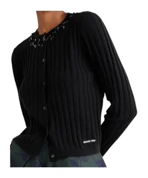 SHUSHU/TONG Embellished Ribbed Cardigan