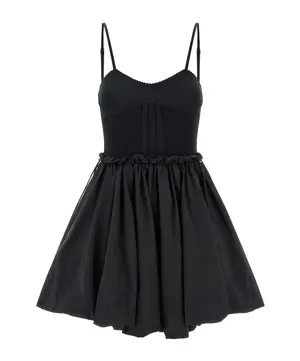 Attico Strappy Suspender Dress With Drawstring Waist - Black