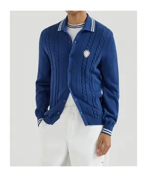 Brunello Cucinelli Long Sleeve Cardigan With Heraldic Appliqu - No