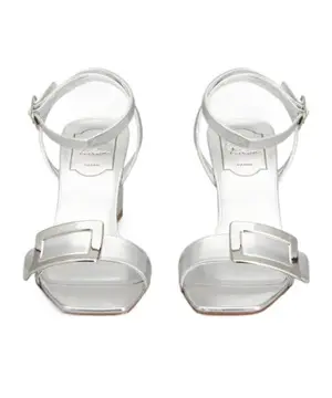 ROGER VIVIER Belle Buckle Wedge Sandals - Silver