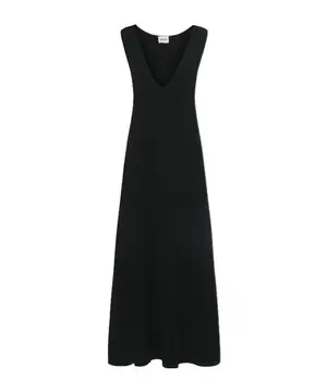 Khaite Keran Smooth Viscose Blend Long Dress - Black