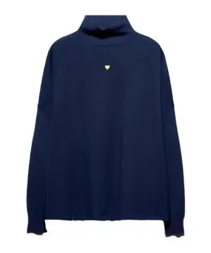 MAXCO. Pure Merino Wool Polo Neck Sweater With Embroidery