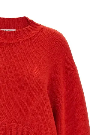 Attico Asymmetrical Hem Fine Knit Sweater - Red