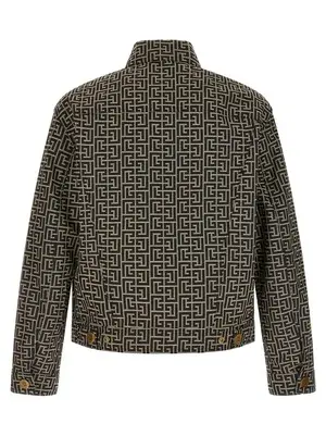 Balmain Long Sleeved Jacquard Monogram Jacket - Black
