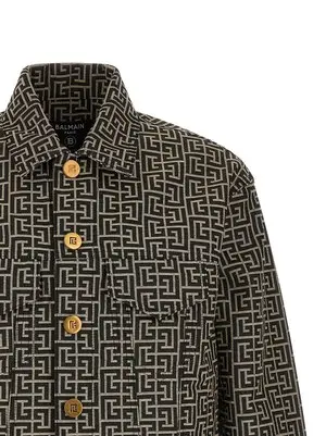Balmain Long Sleeved Jacquard Monogram Jacket - Black
