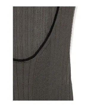 ROBERTO COLLINA Ribbed Knit Top With Contrast Stitching - Black