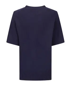 Extreme Cashmere Scott Short-sleeve Knitted Top - Navy