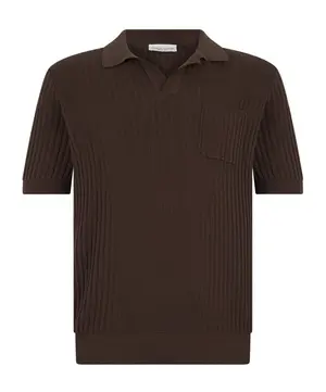 ROBERTO COLLINA Ribbed Knit Polo Shirt