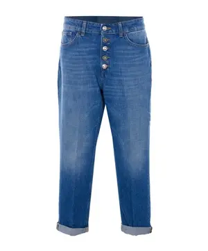 DONDUP Waistband Loops Logo Patch Jeans - Blue