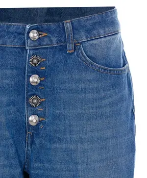 DONDUP Waistband Loops Logo Patch Jeans - Blue