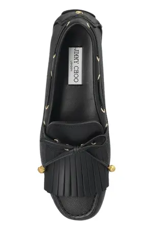 JIMMY CHOO Bow Detailed Flat Loafers - Black