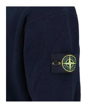 Stone Island Logo Patch Cardigan - Blue