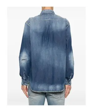 Dsquared2 Canadian Distressed Denim Shirt - Blue