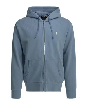 Polo Ralph Lauren Logo Embroidered Zip-up Hoodie - Blue