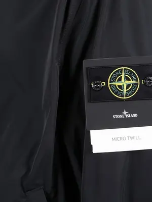 Stone Island Logo Patch High Neck Zip Up Jacket - Black