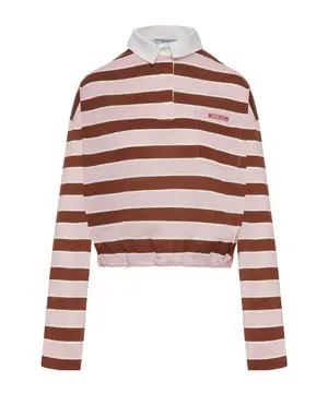 PRADA Prada Cropped Striped Long Sleeve Polo Shirt