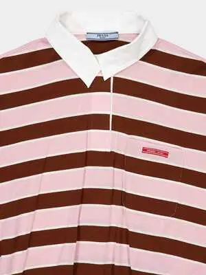 Prada Cropped Striped Long Sleeve Polo Shirt