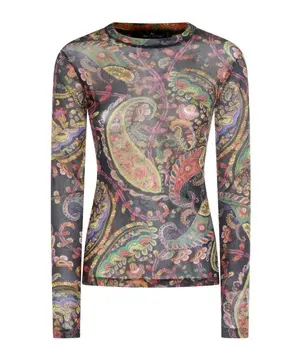 Etro Paisley Printed Long Sleeve Top - Navy/multi
