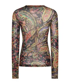 Etro Paisley Printed Long Sleeve Top - Navy/multi