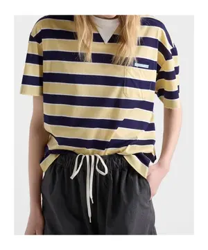 Prada Striped Crewneck T-shirt - Nude