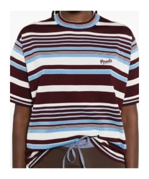 Prada Logo Detailed Striped Short-sleeved T-shirt - Black