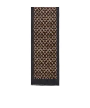 FERRAGAMO Gancini Silk Scarf - Camel/gray