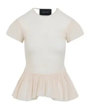 Simone Rocha Ballet Tulle Crew Neck Top With Ruffled Puff Sleeves And Flared Skirt