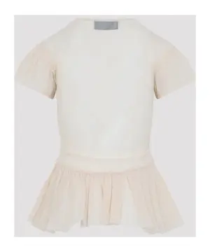 Simone Rocha Ballet Tulle Crew Neck Top With Ruffled Puff Sleeves And Flared Skirt