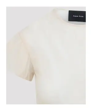 Simone Rocha Ballet Tulle Crew Neck Top With Ruffled Puff Sleeves And Flared Skirt
