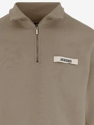 Jacquemus The Gros Grain Zipped-rollneck Sweatshirt - Nude