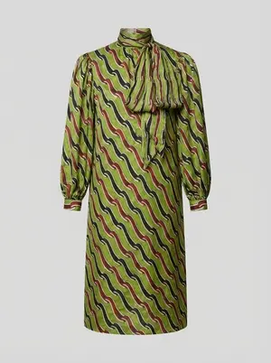 Gucci Printed Silk Dress With Self-tie Neck Bow - Multicolor