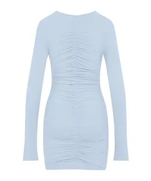 LA REVECHE Lillibet Ruched Mini Dress With 3d Floral Detail - Blue
