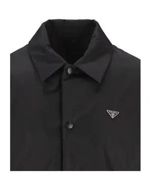 Prada Triangle-logo Button-up Coat