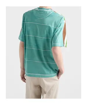 Prada Logo Detailed Striped T-shirt - Brown