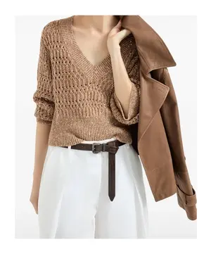 Brunello Cucinelli V-neck Ribbed Jumper