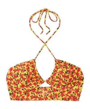 Magda Butrym Printed Halterneck Bikini Top - Red